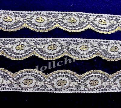Vintage Lace Trim 2 inch wide White Metallic Gold Festive 8 yards Lot ...