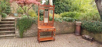 Vintage Victorian Style Solid Teak Hall Stand Entryway Stand Side Table ...