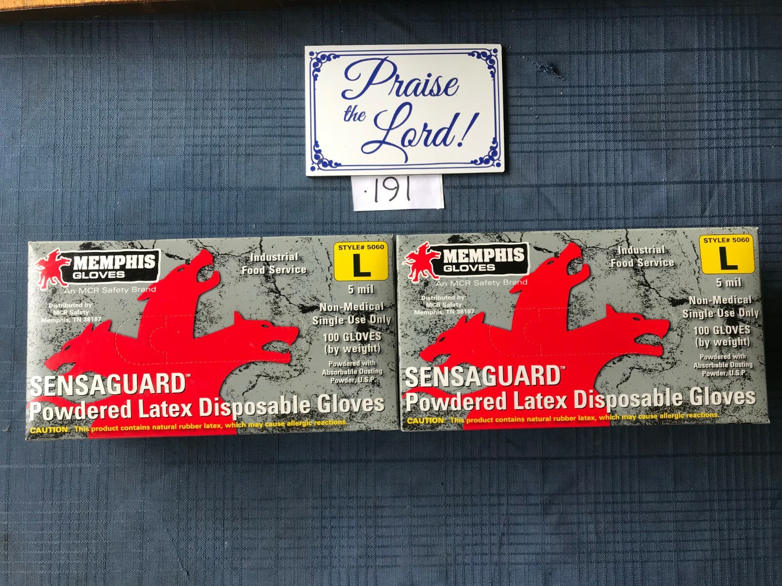 2 Box Sensaguard Disposable Gloves 5 mil Latex Industry Food 5060 'L ...