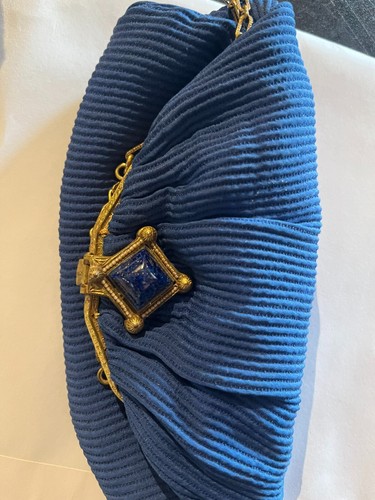 Antique Art Deco clutch purse 1920s-40s, blue ribbed fabric | eBay