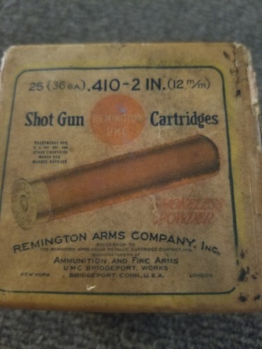 Remington 410 shotgun slug Empty box. 2 Piece. 36 Gauge. 2" Shotgun ...