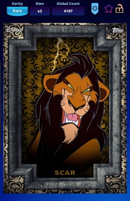 Topps Disney Collect Digital Wicked Villains SCAR PORTRAIT Lightning ...