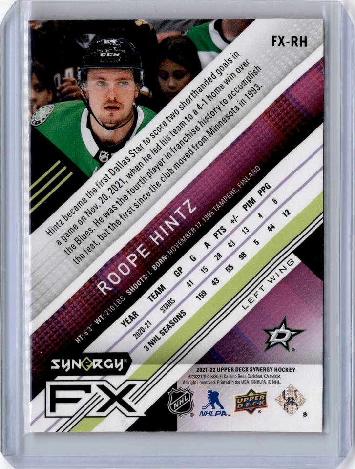 2021-22 Upper Deck Synergy Synergy FX Orange /449 Roope Hintz #FX-RH | eBay