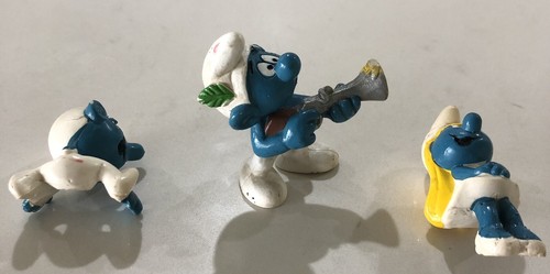 Smurfs Vintage Figurine Peyo Schleich 20106 Hunter Smurf 1980 + 2 Extra ...