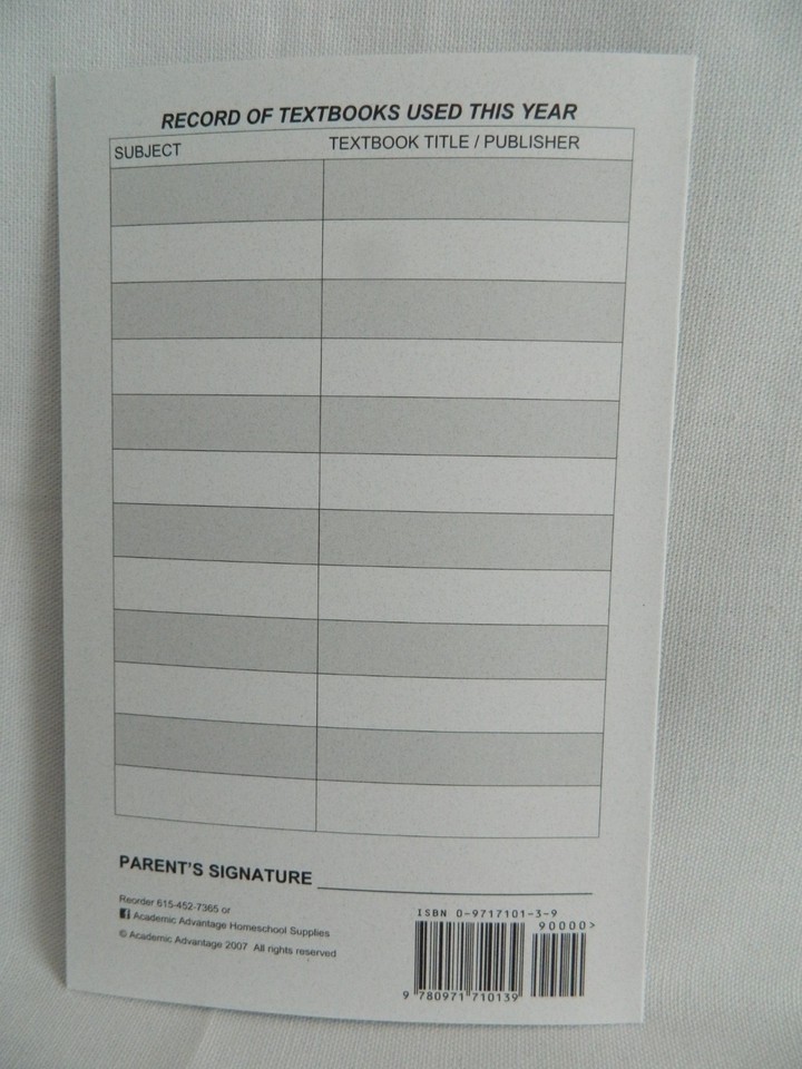 Transcript Record Folder w. 2 High School / 2 Elementary Report Cards ...