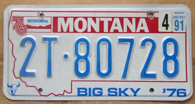Montana 1991 CASCADE COUNTY TRUCK License Plate NICE QUALITY # 2T-80728 ...