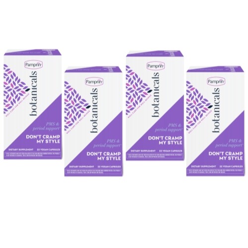 4 Pack of Pamprin Botanicals Supplement for PMS & Period Support, 22 ...