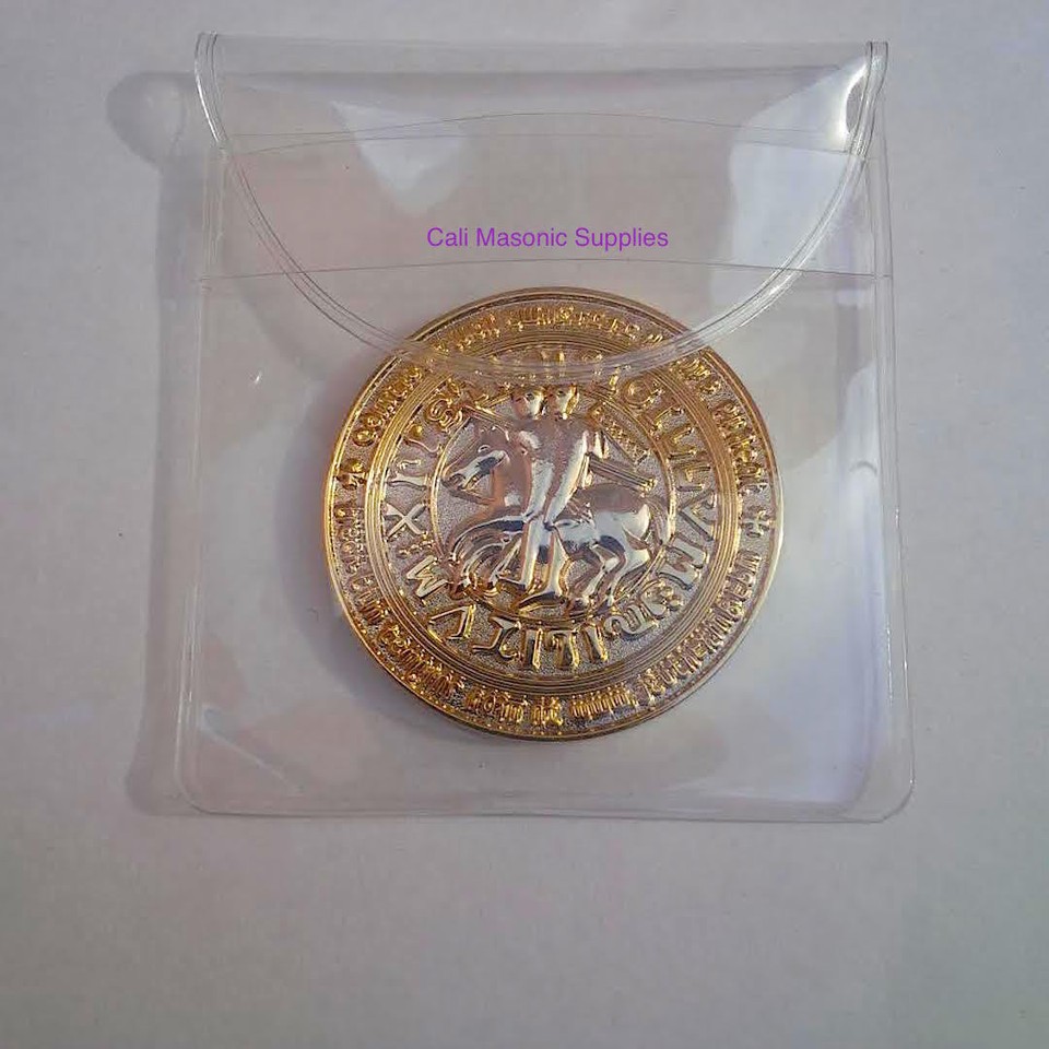 Knight Templar 1.5" two face Coin Golden Heavy Alloy With Case Templar ...