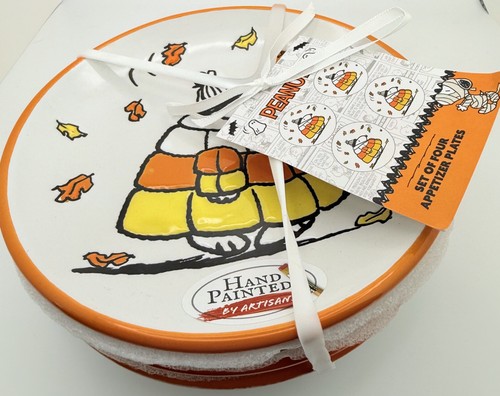 NEW Peanuts Snoopy Candy Corn Jacket Fall Appetizer Plates – Set of 4 ...