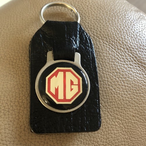Vintage MG Leather & Metal Key Ring Key Fob | eBay