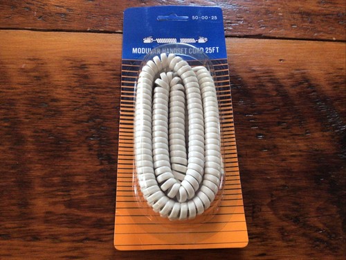 Telephone Hand Set Cord 25 Ft Coil Modular Phone Ivory New In Package ...