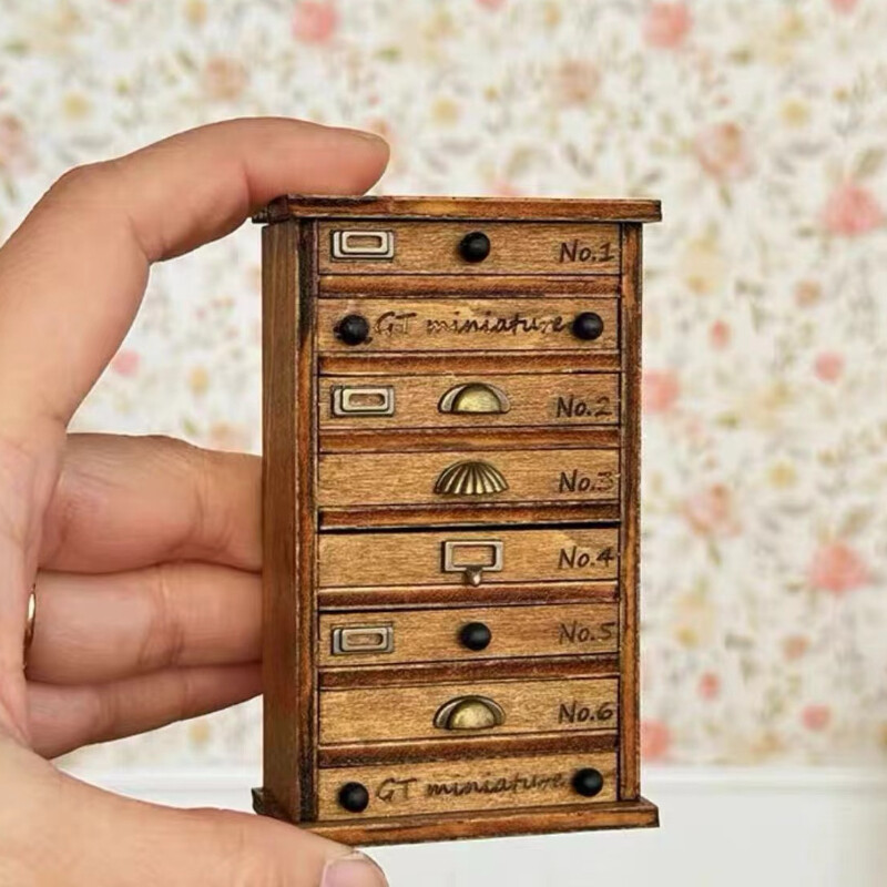 1/12 Scale Dollhouse Miniatures Furniture Unfinished Vintage Storage ...
