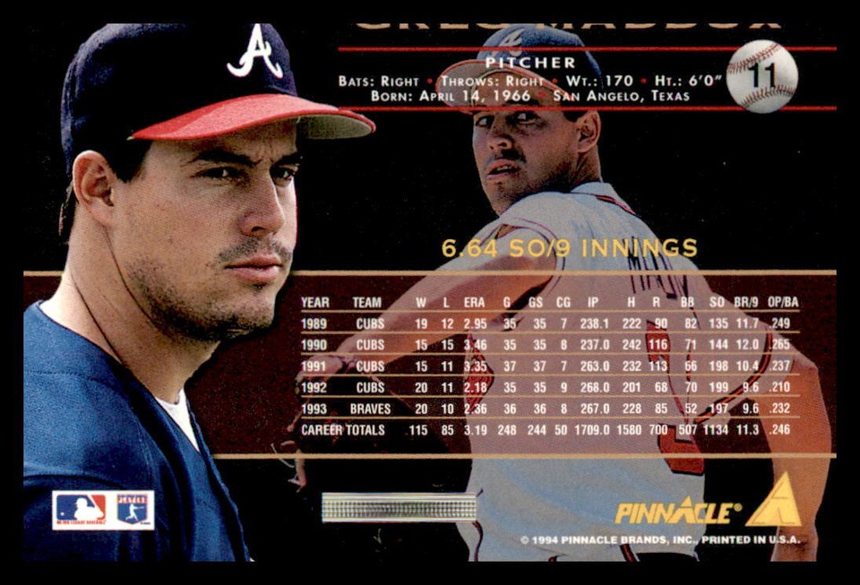 1994 Pinnacle #11 Greg Maddux | eBay