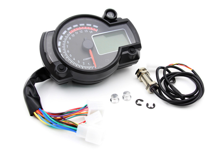 Motorcycle Speedometer Gauge Universal LCD Digit Tachometer Odometer ...