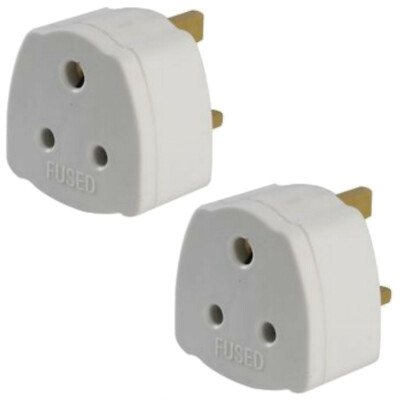 2 x Round Pin 5 Amp to 13 Amp Square Pin UK Adaptor Plug Socket | eBay UK