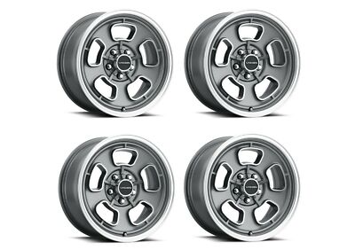 Set 4 15" Vision Muscle 148 Shift Grey Machined Face/Lip Wheels 15x7 ...