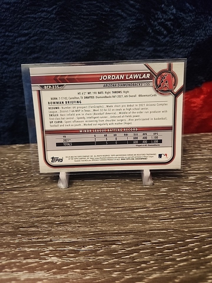 2022 Bowman Chrome #BCP-235 Jordan Lawler Arizona Diamondbacks Baseball ...