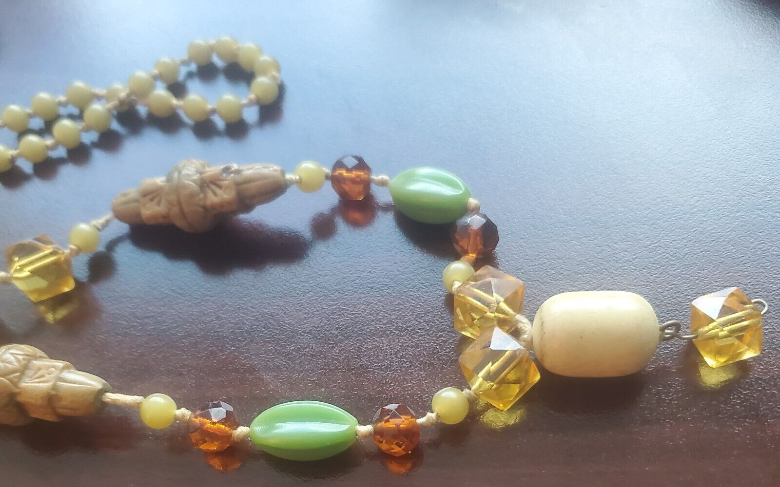 Vintage Amber Bakelite Barrel Crystal Glass Chunky Be… - Gem