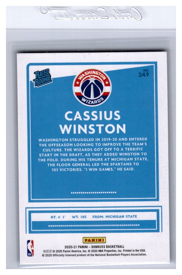 2020-21 Panini Donruss Rated Rookie Choice 249 Cassius Winston ...