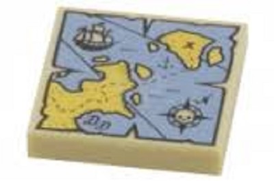 LEGO Tile 2x2 Map with Red 'X' Blue Yellow Pattern Brick Bounty Pirates ...
