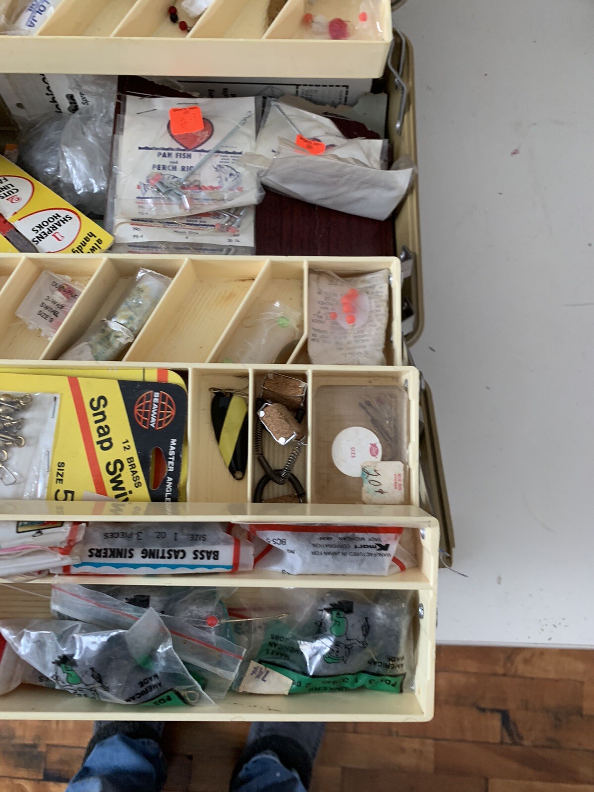 Vintage Old Pal tackle box loaded with lures, hooks, terminal tackle ...