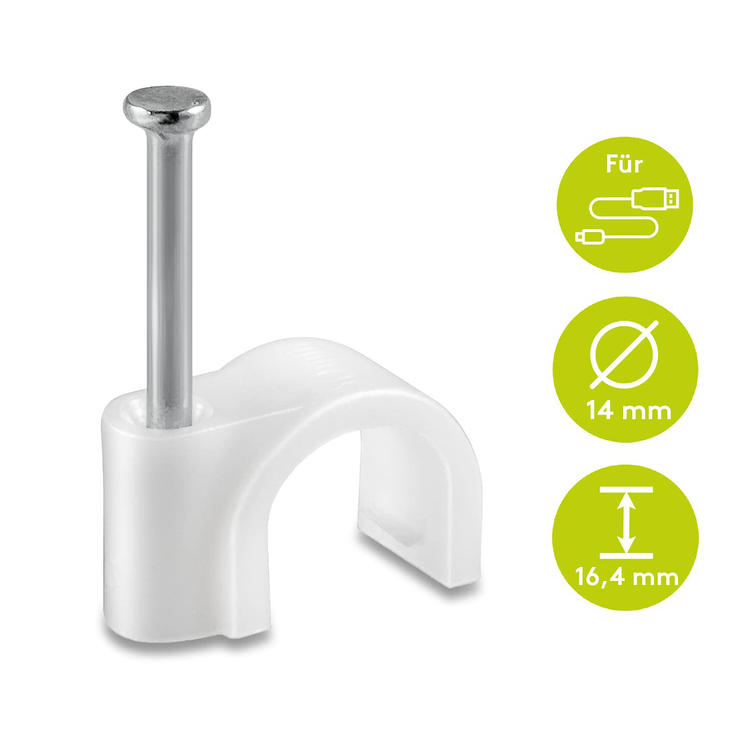 500x Kabelschellen Nagelschellen Kabelklemmen Kabelbefestigung weiss ø ...