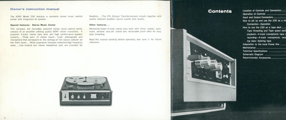 1967 Sony Reel to Reel Tape Stereo System Speakers HiFi Manual Glossy ...