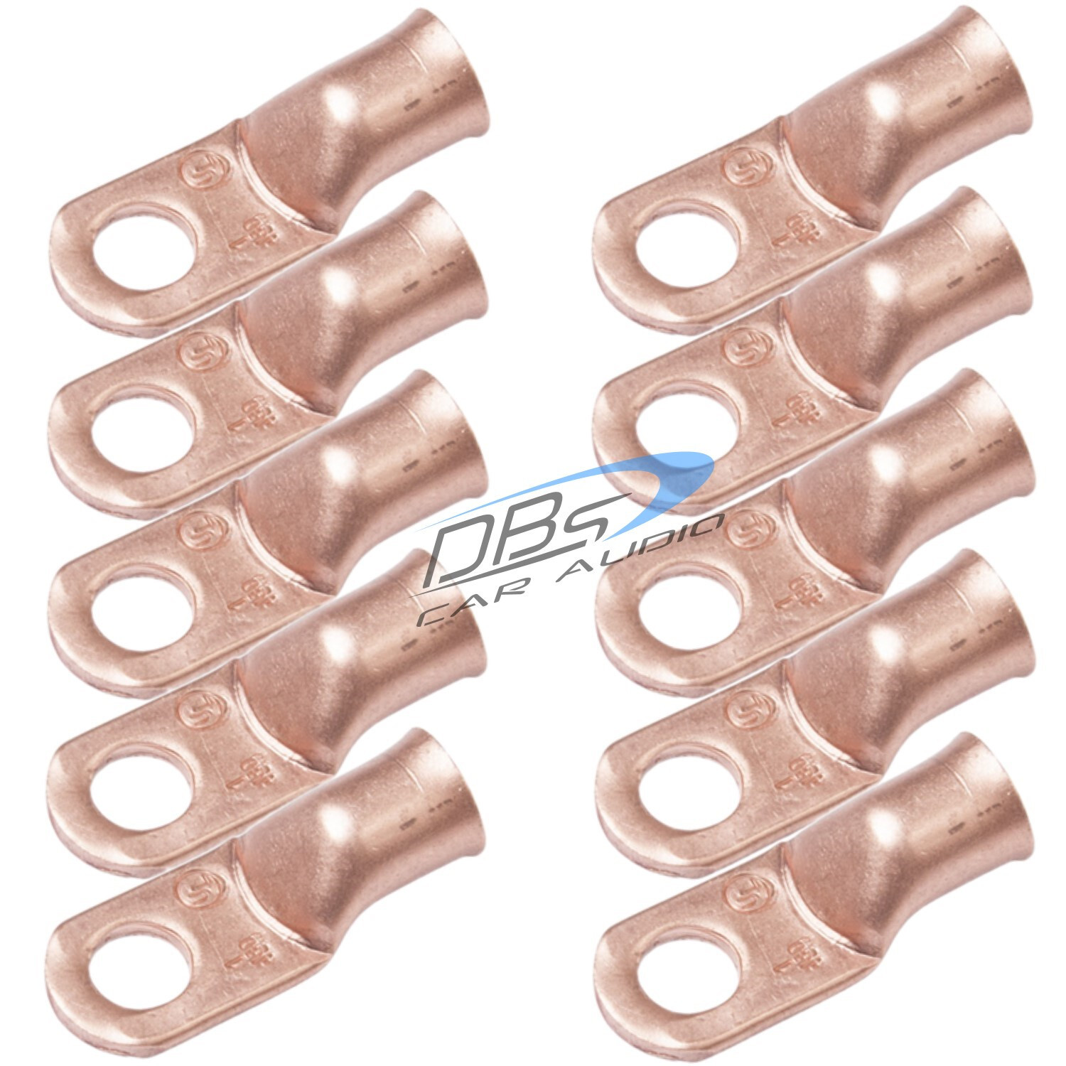 10 8 Gauge 1/4" Hole 100% OFC Copper Ring Terminal 8GA Lug Battery ...