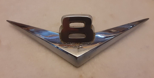 1 ) Vintage V8 Ford Hood Chrome Script Emblem 25705 Rat Hot Rod | eBay