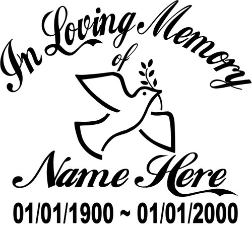In Loving Memory Of - Dove Sticker Decal Window Memorial Personalized ...