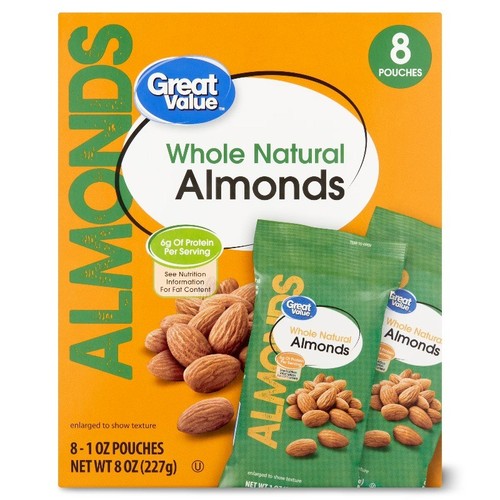 New Great Value Whole Natural Almonds, 1 oz, 8 Count | eBay