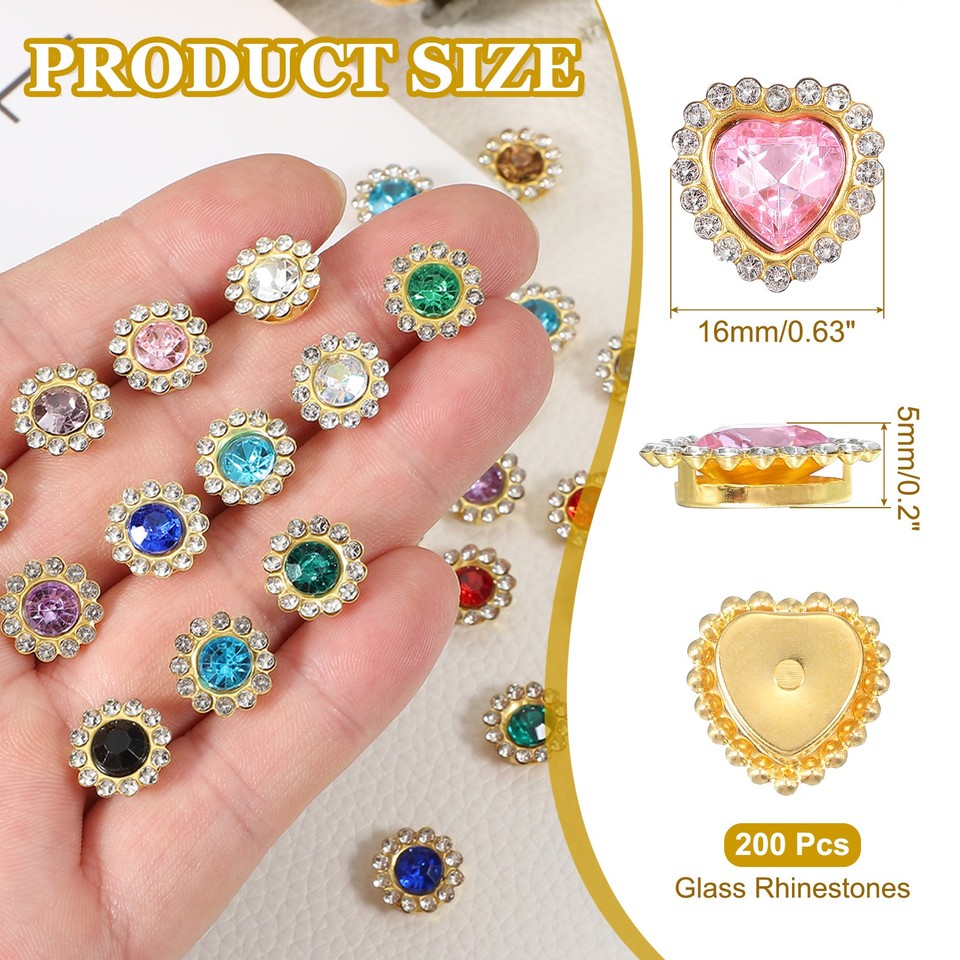 40Pcs 16mm Sew on Rhinestones Crystal Heart Shaped Rhinestones Pink | eBay