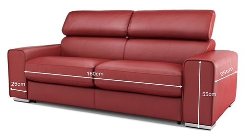 DFS Kalamos Red Leather 3 Seater Sofa Bed | eBay UK