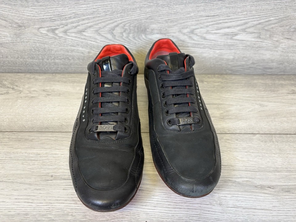 Hugo Boss Limited Edition Black Leather HB Racing Shoes Trainers Size ...