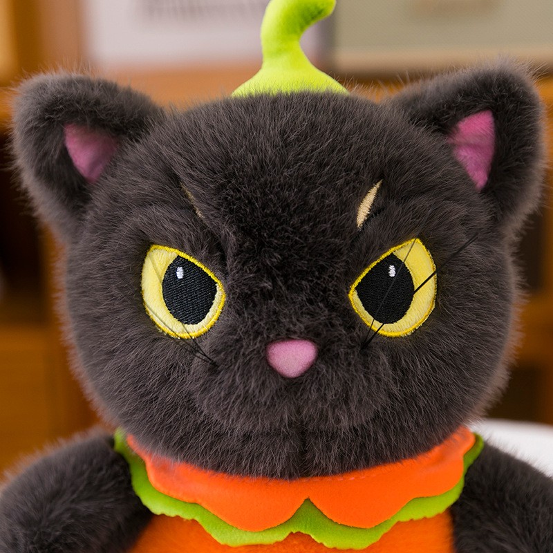 Halloween Cat Plush Toy Cute Spooky Stuffed Cat Doll Soft Pillow ...