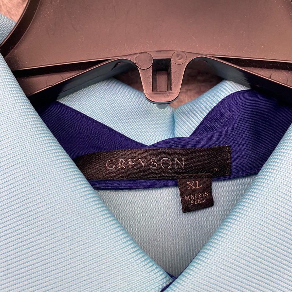 Greyson Golf Polo Shirt Mens XL Blue Short Sleeve Wolf Logo Performance ...