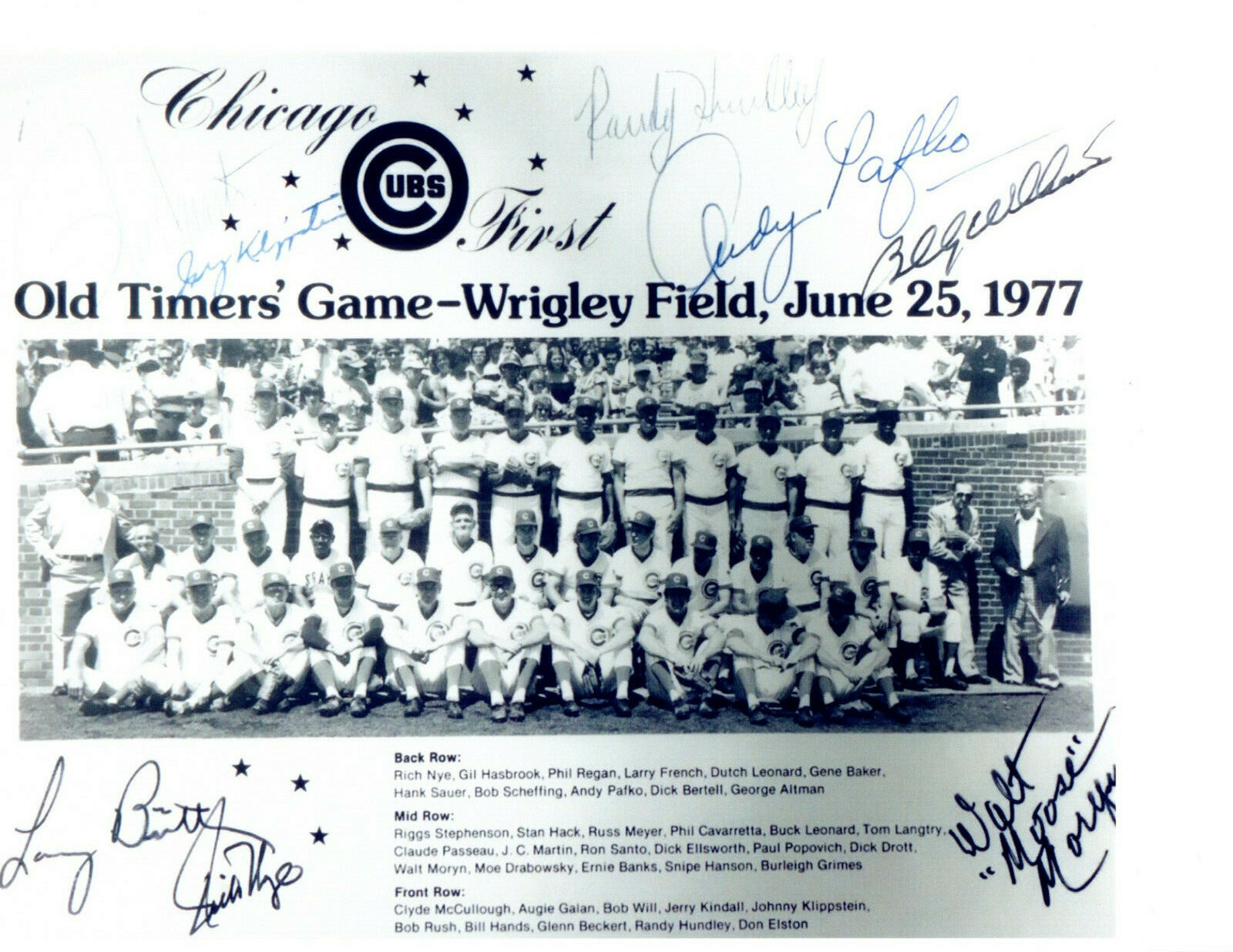 1977 CHICAGO CUBS OLD TIMERS GAME 8X10 TEAM PHOTO BASEBALL WRIGLEY FAC ...