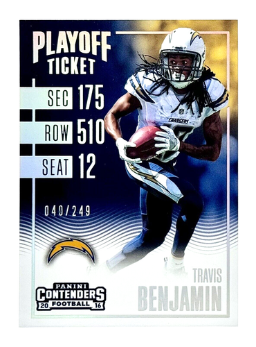2016 Contenders Playoff Ticket #76 Travis Benjamin 40/249 San Diego ...