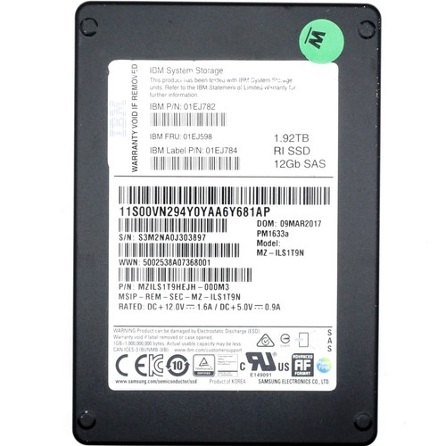 IBM 01EJ598 1.92TB SFF 2.5in SAS-3 12G SSD 01EJ782 | eBay