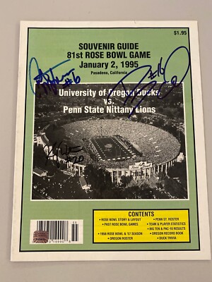 1995 Penn State vs. Oregon Rose Bowl Souvenir Guide Signed Free ...