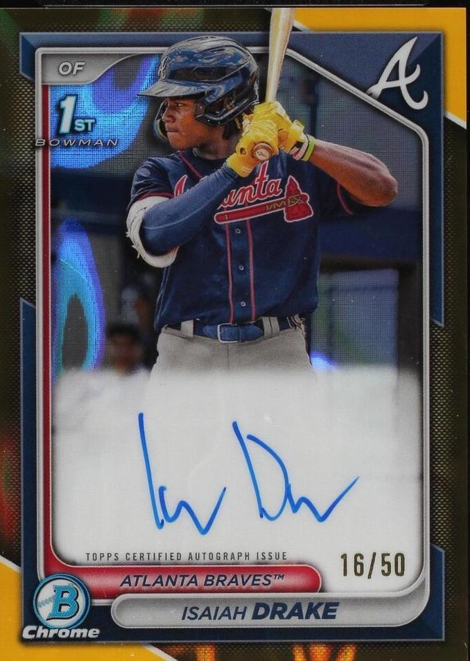 2024 Bowman - Chrome Prospect Autographs Isaiah Drake #CPA-ID Hta Gold ...
