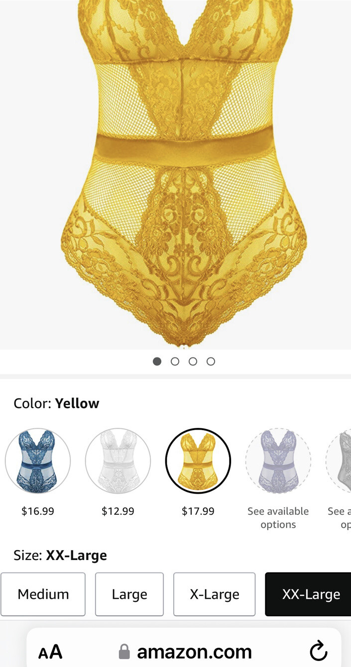 Joyaria Womens See Thru Lace Teddy Lingerie One Piece Bodysuit, Yellow ...