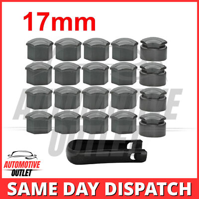 20x17mm GLOSS GREY WHEEL NUT COVERS FIT AUDI A1 A2 A3 A4 A5 A6 A8 Q5 Q7 ...