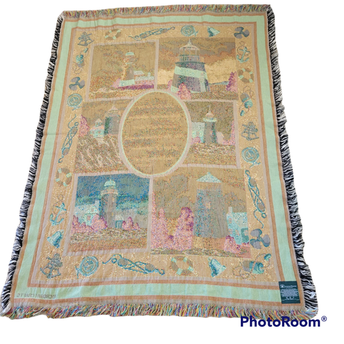 Goodwin Weavers Lighthouse Tapestry Throw Blanket 64" x 45" Psalm 24.1 ...