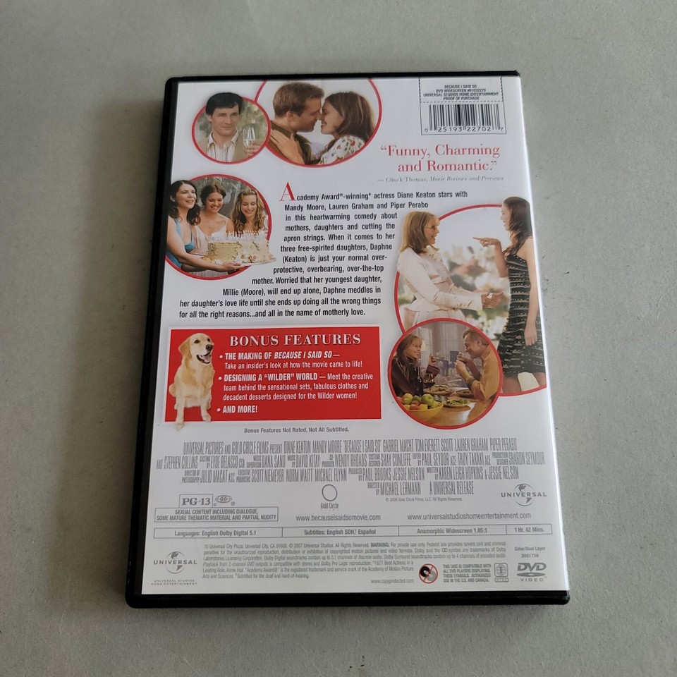 Because I Said So (DVD 2007) 25193227027| eBay