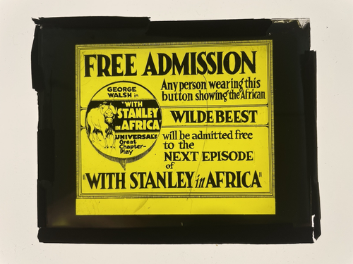 Vintage 1922 WITH STANLEY IN AFRICA George Walsh WILDEBEEST Movie Glass ...