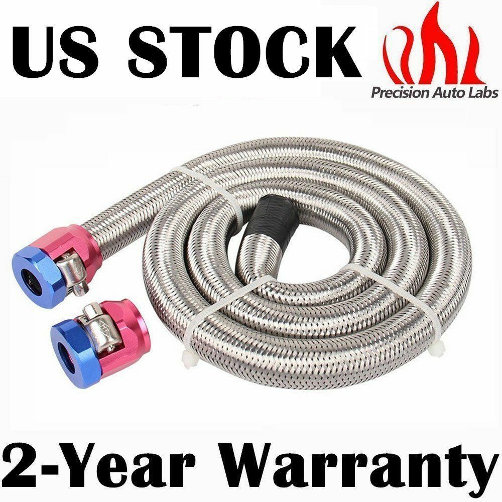Flex 3/8" Stainless Steel Braid Fuel Oil Line Kit I.D. Hose Injected ...