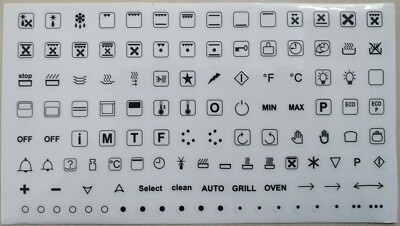 Part No.1000002 Oven Range Stove Cooker Decals Display Sticker Symbol ...