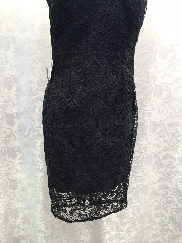 LIPSY VIP Size 10 New Black Lace Detail Knee Length Party Dress Wedding ...