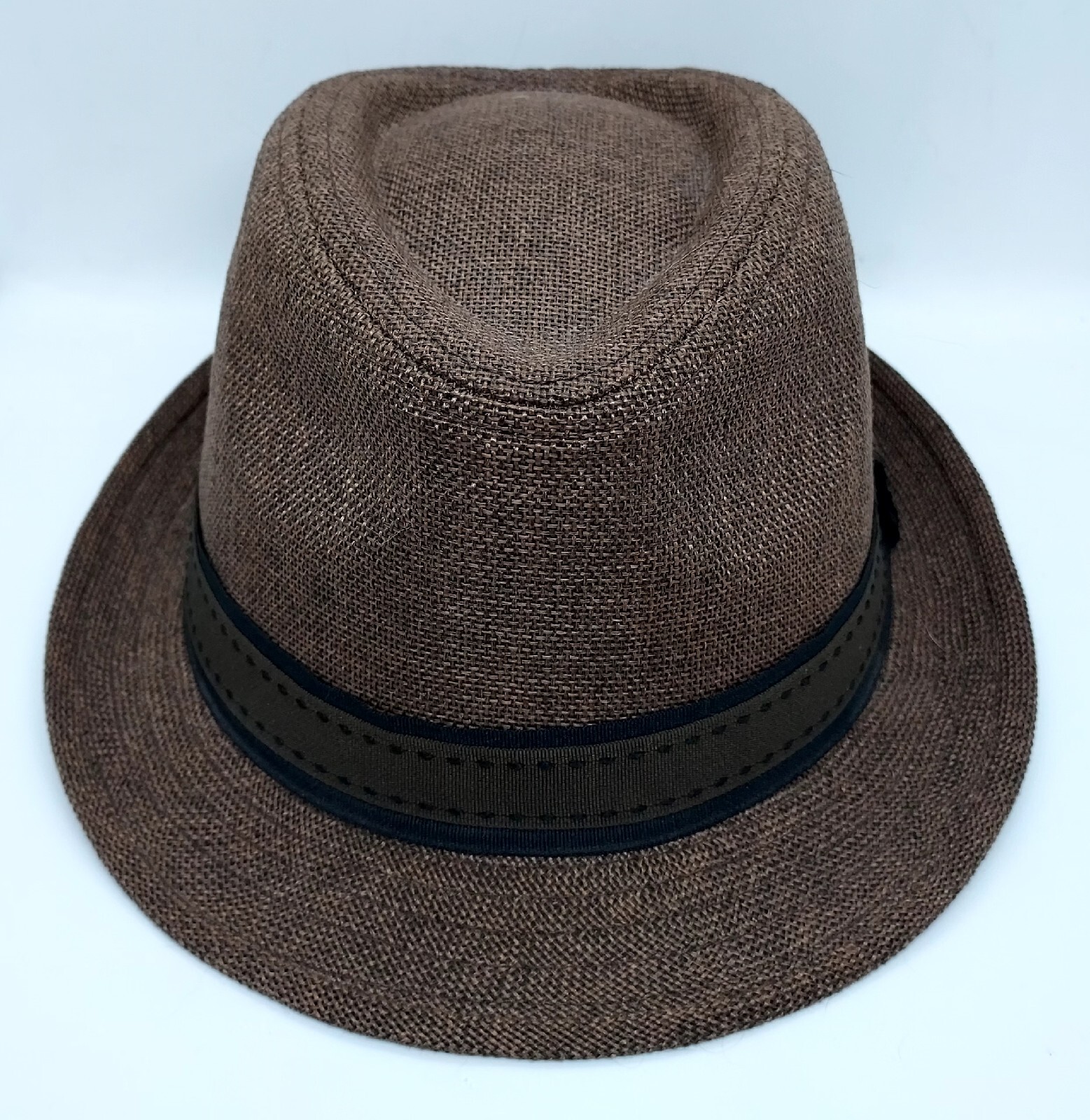 Mens Size Medium Henschel Cuban Fedora Hat Brown Woven Band Casual ...